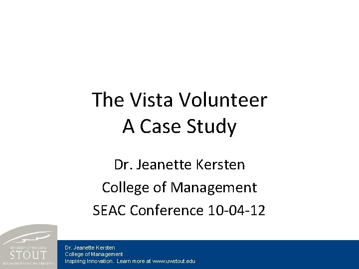 The Vista Volunteer A Case Study Dr Jeanette