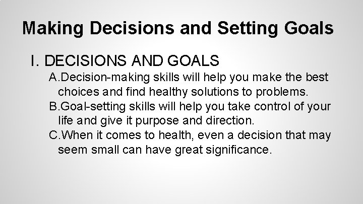 Health 7 Lesson 5 Decisions and Goals Making