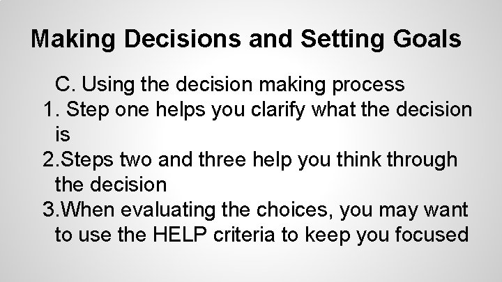 Health 7 Lesson 5 Decisions and Goals Making