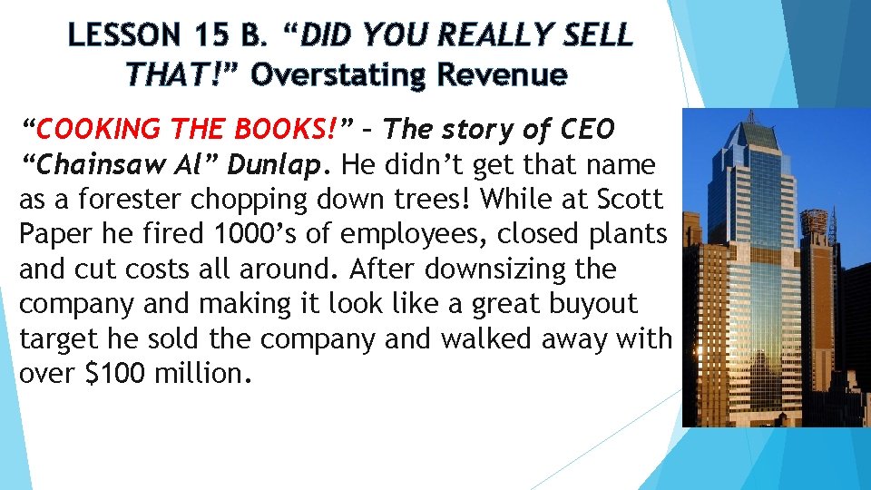 INVESTMENT BANKING LESSON 15 SEEING HOW SOME COMPANIES