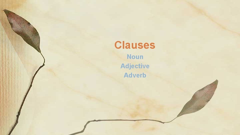Clauses Noun Adjective Adverb Types of Sentences Simple