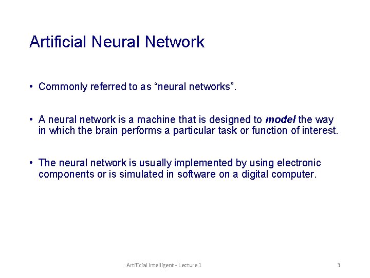 Lecture 02 Artificial neural networks versus human brain