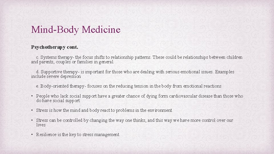Complementary and Alternative Medicine Part I Mind Body