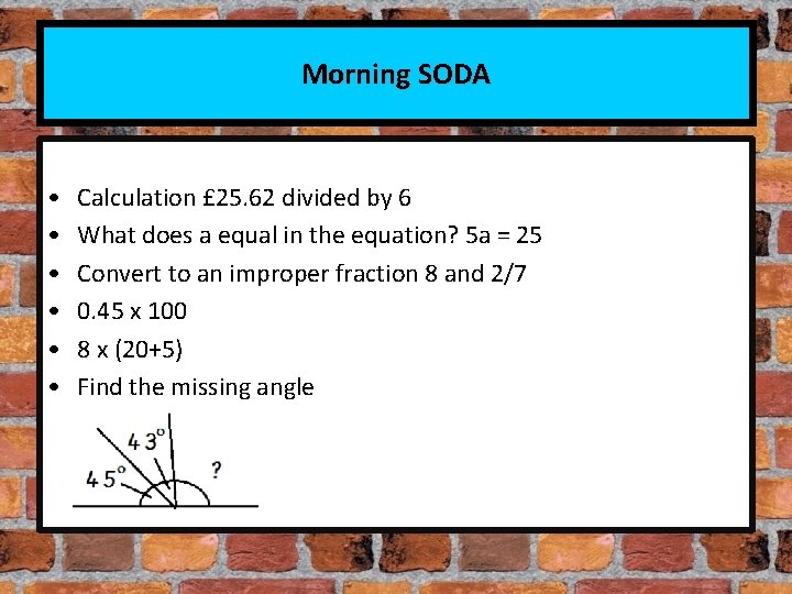 Morning SODA Find the volume of a cube