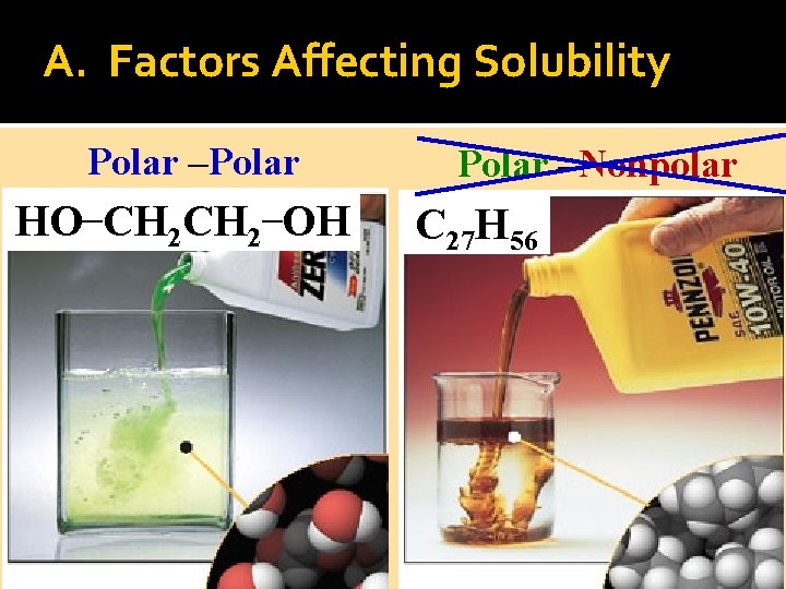 A Factors Affecting Solubility Temperature high T solids
