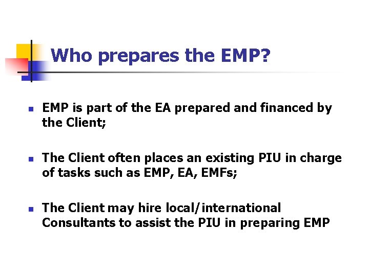 Introduction to Environmental Management Plan EMP Safeguard Training