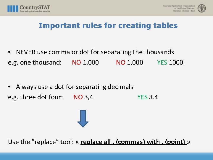 Country STAT Platform Overview of the tables preparation