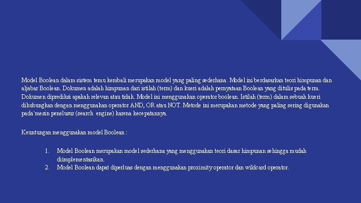 Model Boolean dan Advanced Boolean Temu Balik Informasi