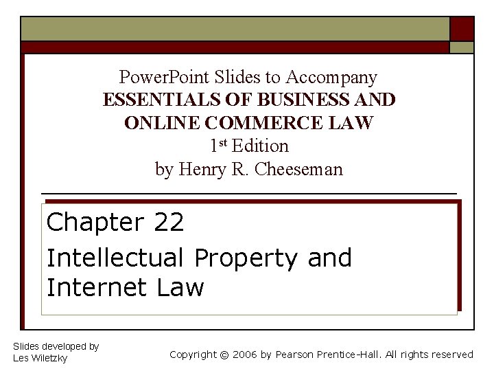Power Point Slides to Accompany ESSENTIALS OF BUSINESS