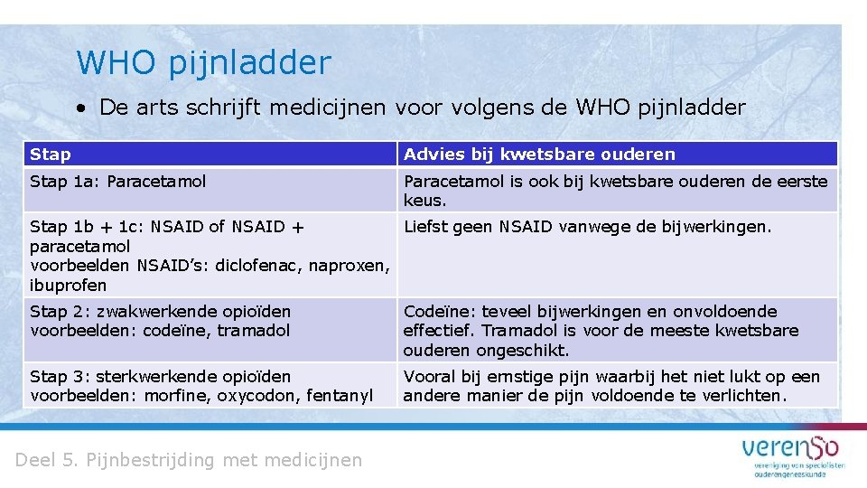 Klinische les Pijn bij kwetsbare ouderen voor verzorgenden