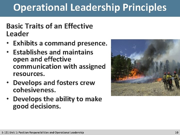 S131 Unit 1 Position Responsibilities and Operational Leadership