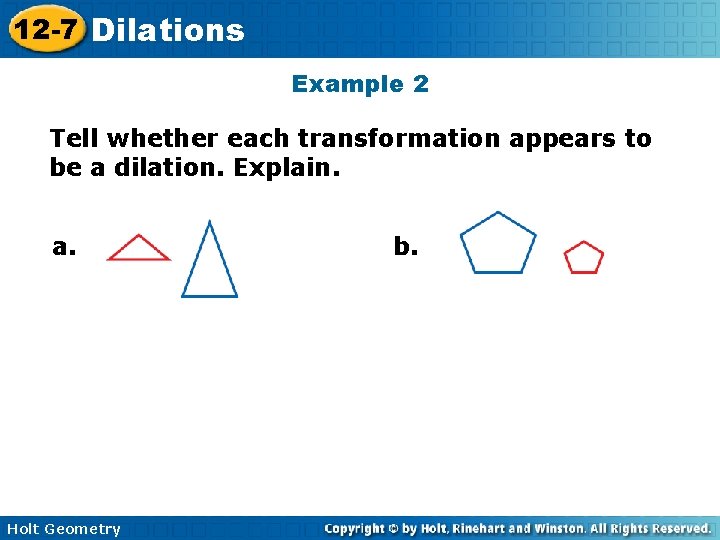 12 7 Dilations Warm Up Lesson Presentation Lesson