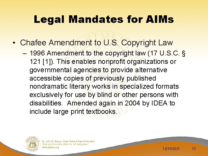 Getting and Using Accessible Instructional Materials AIMS What
