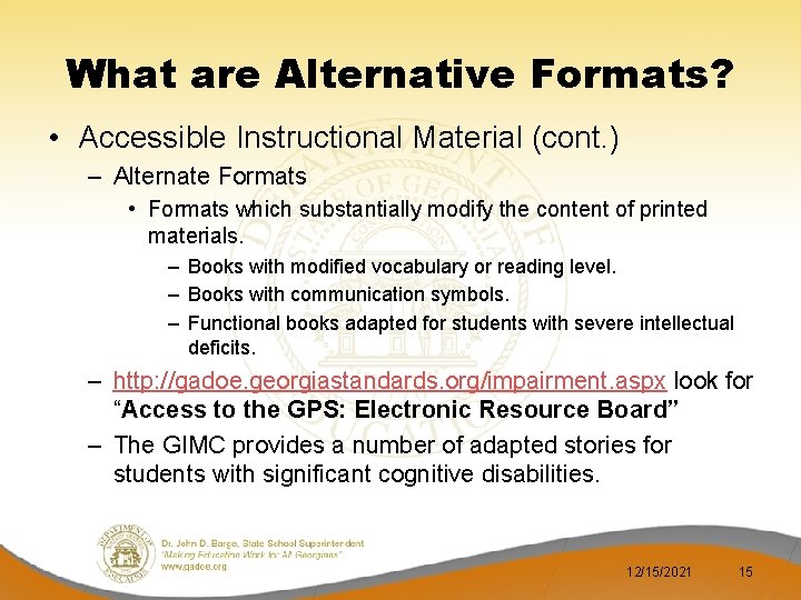 Getting and Using Accessible Instructional Materials AIMS What