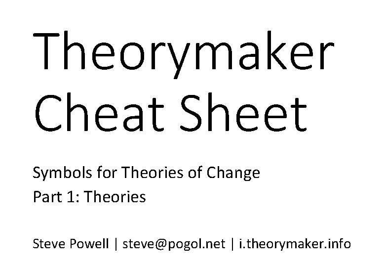 Theorymaker Cheat Sheet Symbols for Theories of Change