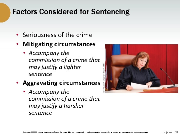 9 Punishment and Sentencing Copyright 2016 Cengage Learning