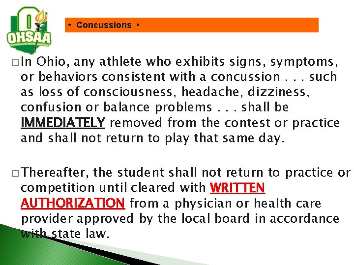 THE OHIO HIGH SCHOOL ATHLETIC ASSOCIATION Information for