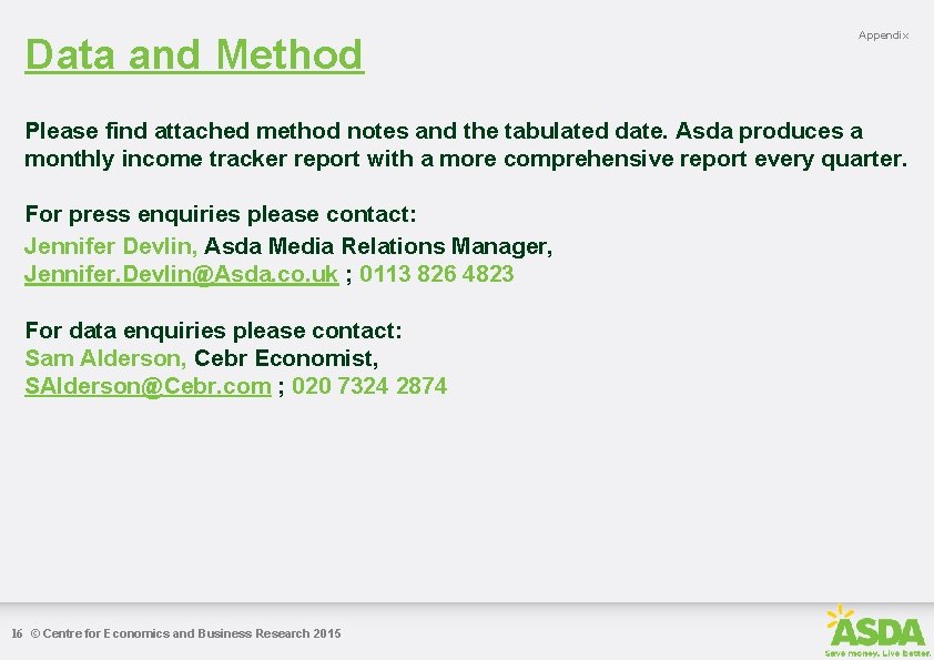 Asda Income Tracker Report March 2016 Released April