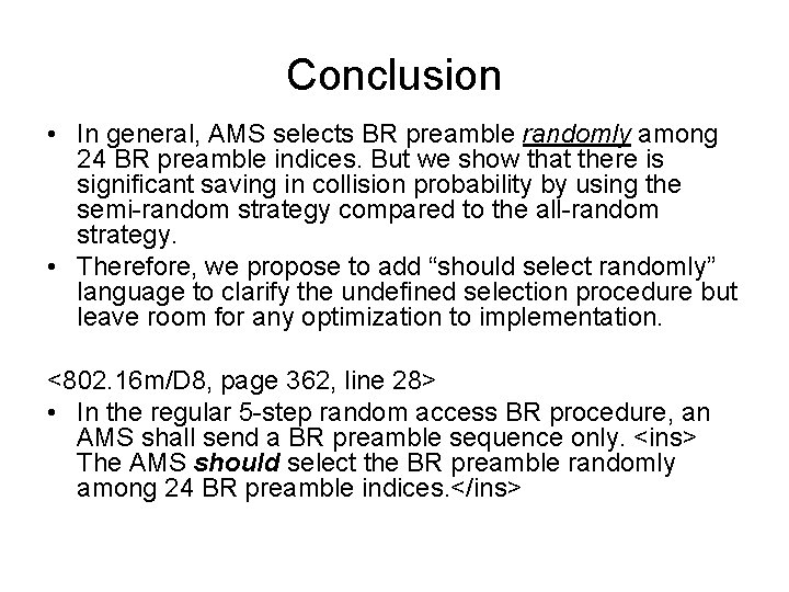Analysis of BR preamble selection strategies in 5
