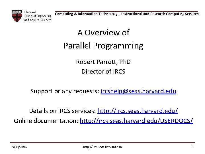 Computing Information Technology Instructional and Research Computing Services