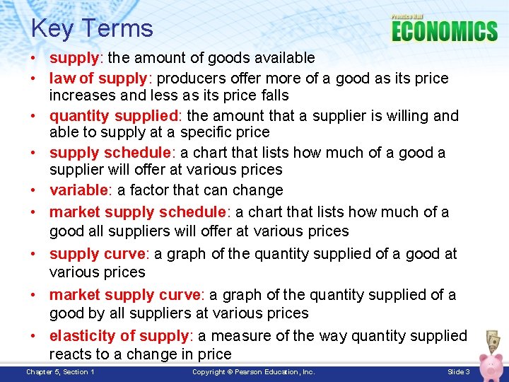 Chapter 5 Supply Section 1 Objectives 1 Explain