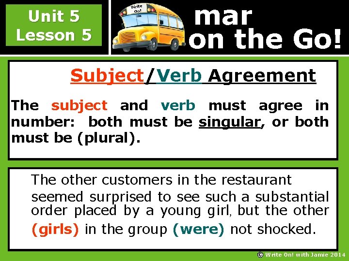 Unit 5 Lesson 5 Write On mar on