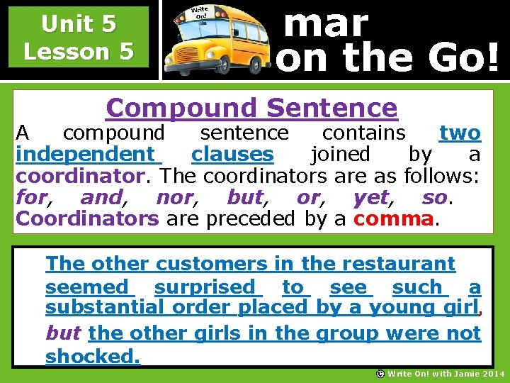 Unit 5 Lesson 5 Write On mar on