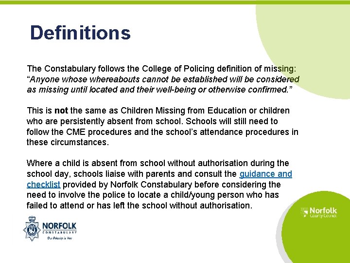 Missing Persons Notification Scheme Briefing for Schools Kelly