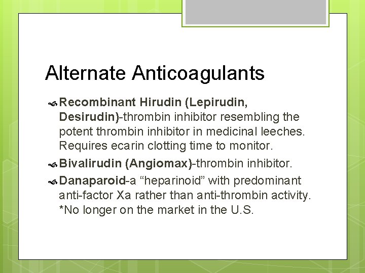 Argatroban as an Alternative to Heparin for Vascular