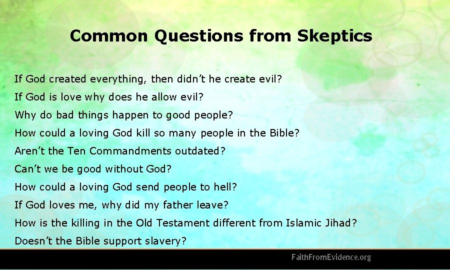 Introduction to Apologetics Faith From Evidence org Introduction