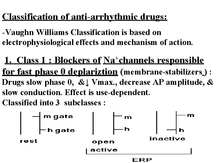 ANTIARRHYTMIC DRUGS Classification of antiarrhythmic drugs Vaughn Williams