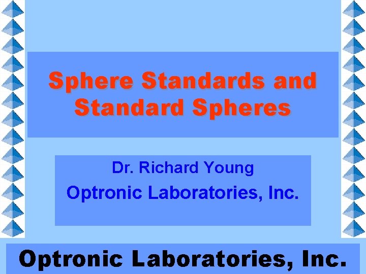 Sphere Standards and Standard Spheres Dr Richard Young