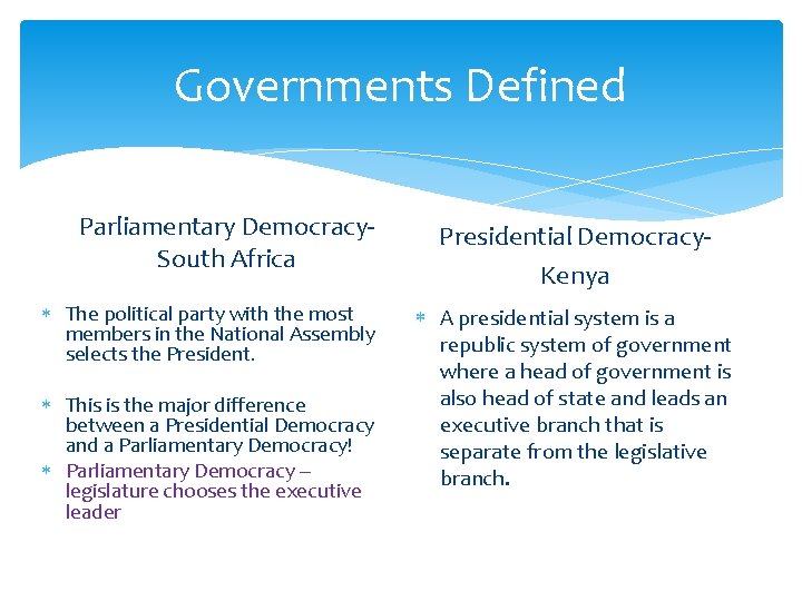 African Governments 7 th Grade Social Studies Who