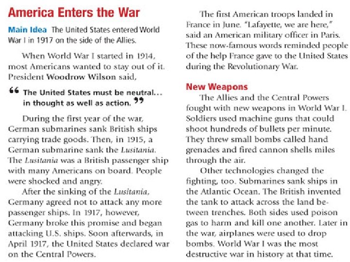 World War I and the 1920s Lesson 1