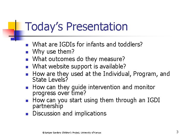 Measuring Intervention Results for Infants Toddlers and Preschoolers