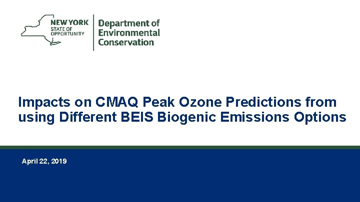 1 Impacts on CMAQ Peak Ozone Predictions from
