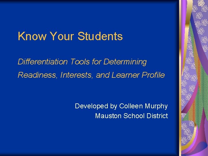 Know Your Students Differentiation Tools for Determining Readiness
