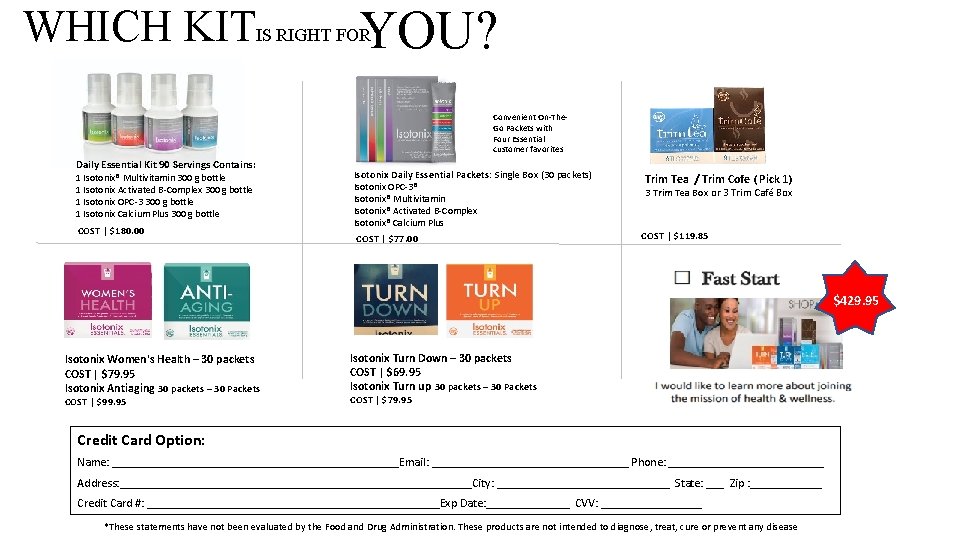 WHICH KITIS RIGHT FORYOU Convenient OnThe Go Packets