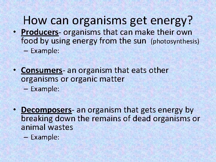 What do we already know about Energy in