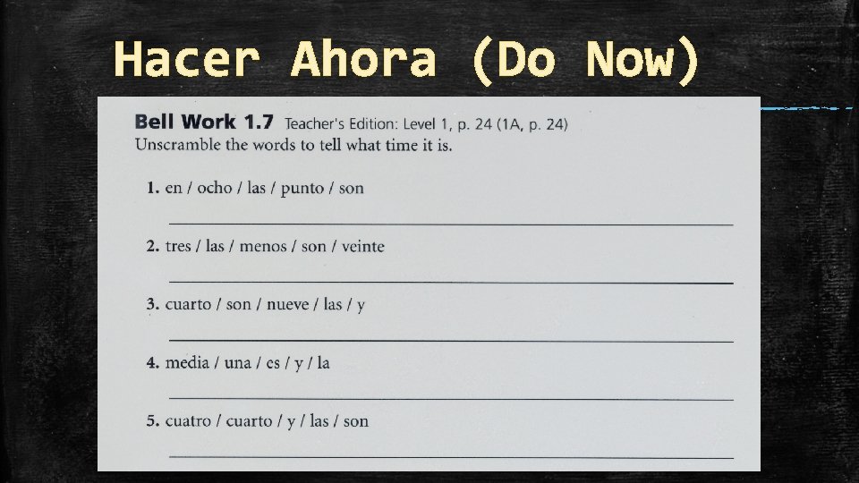 Hacer Ahora Do Now Capitulo 1 Los nmeros