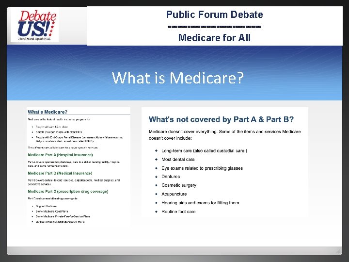 Public Forum Debate Medicare for All General Topic