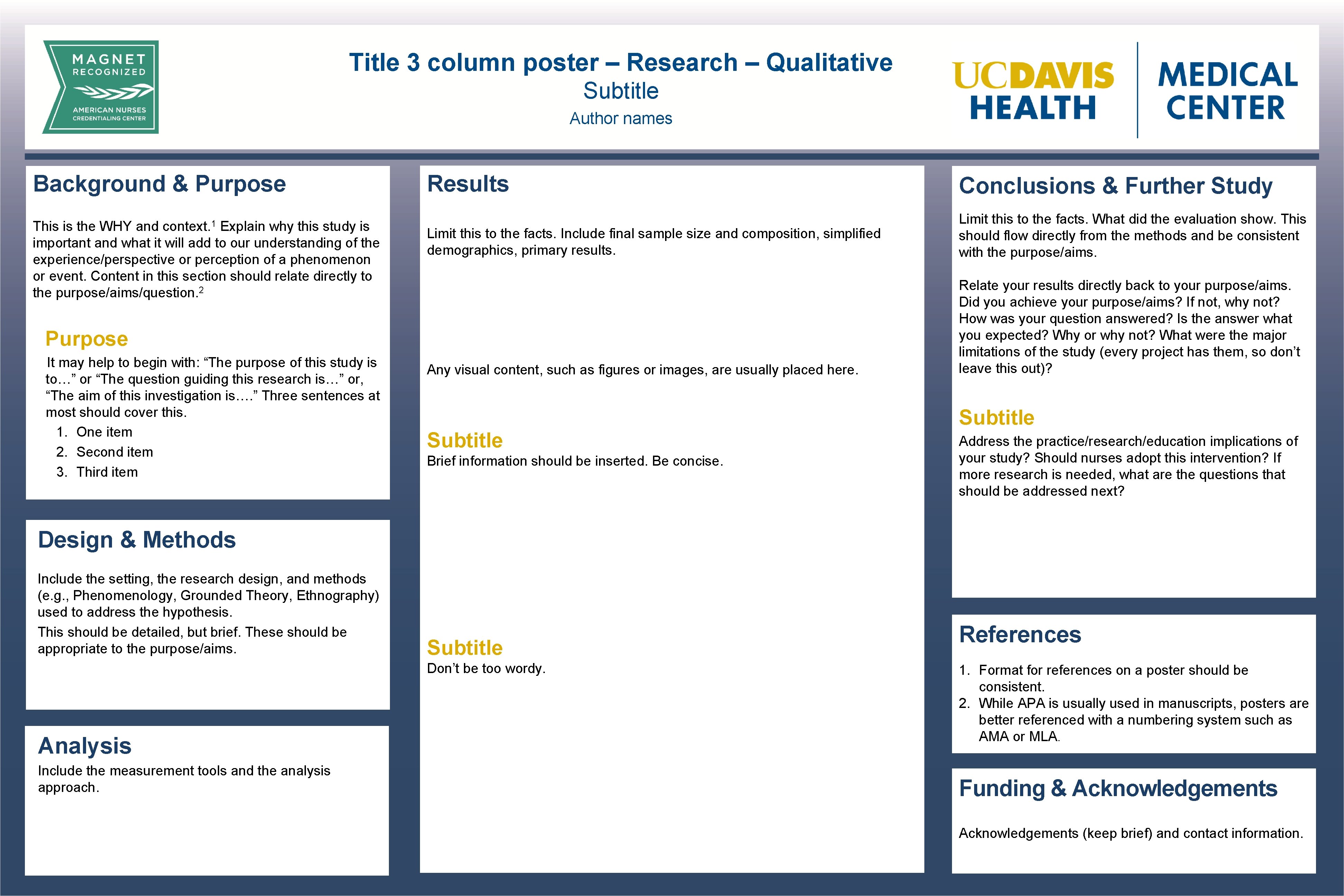 Title 3 column poster Research Qualitative Subtitle Author