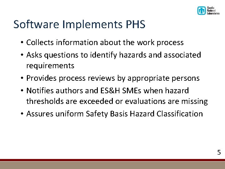 Primary Hazard Screening PHS for ISMS Implementation and