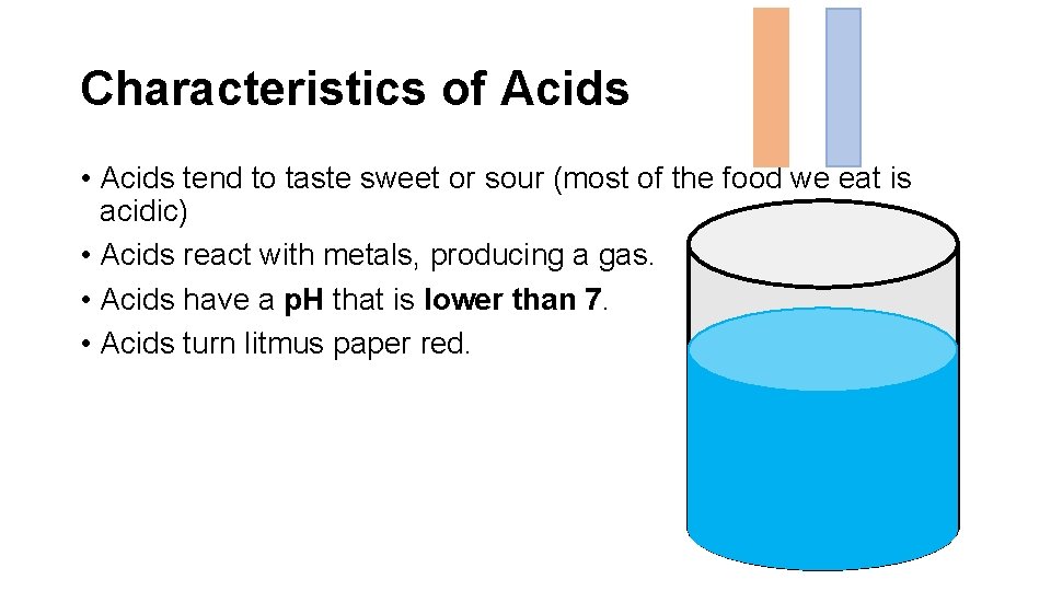 Acids and Bases Characteristics of Acids Acids tend