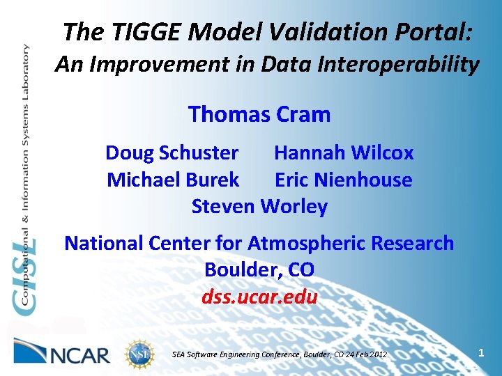 The TIGGE Model Validation Portal An Improvement in