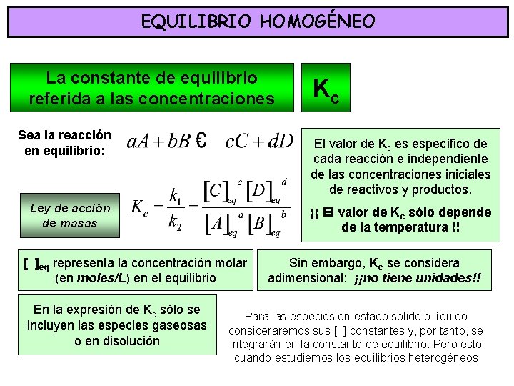 EQUILIBRIO QUMICO Cuando ocurre una reaccin qumica termina