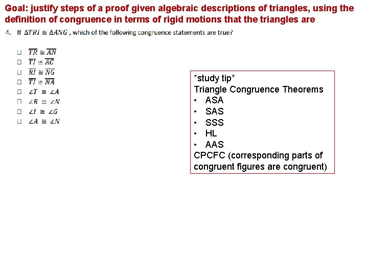 Congruency Similarity Right Triangles EOC Review part I