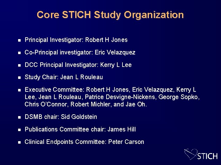 Surgical Treatment for Ischemic Heart Failure STICH Trial
