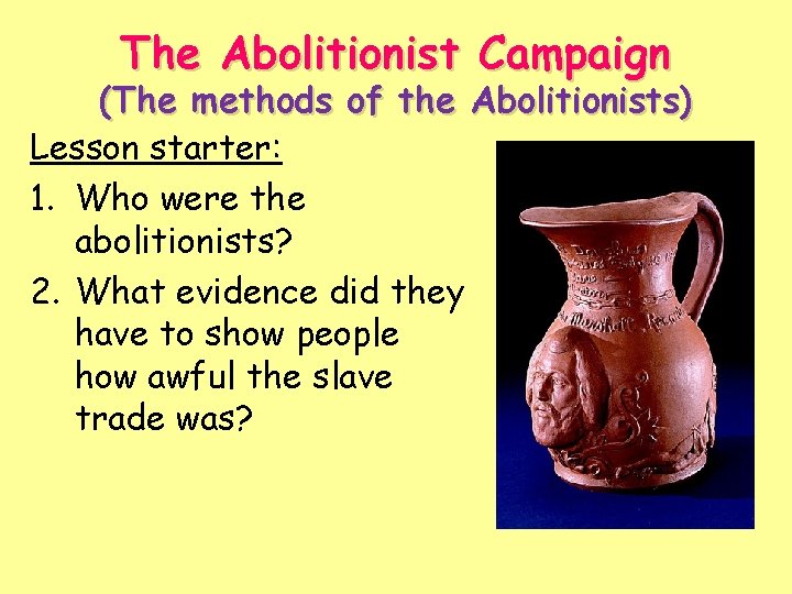 The Abolitionist Campaign The methods of the Abolitionists