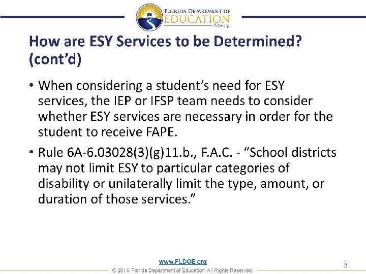 Extended School Year Services for Students with Disabilities